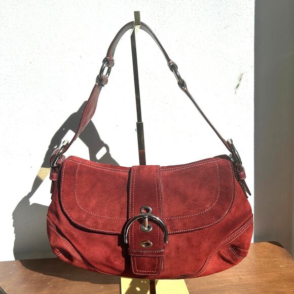 Coach | Bags | Coach Soho Bag Red Suede Leather Hobo Shoulder Purse ...